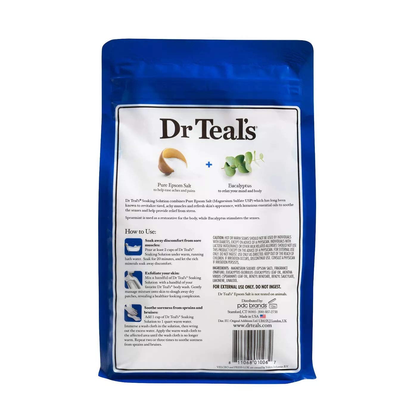 Dr Teal's Epsom Salt Bath Combo Pack (6 lbs Total), Relax & Relief with Eucalyptus & Spearmint, and Hemp Seed Oil