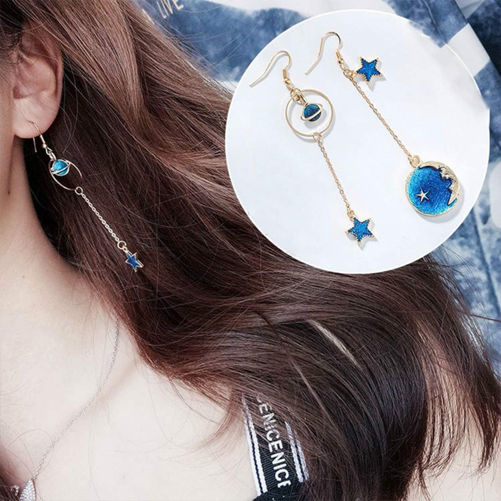 Weird Cute Fun Cool Aesthetic Earrings Abstract Face Earrings Star and Moon Earrings Lesbian Earrings Long Drop Dangle Earrings for Women and Teen Girls