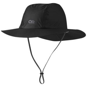 outdoor research helium rain full brim hat for men & women – lightweight waterproof rain hat black