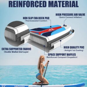 HIGHPI Inflatable Paddle Boards, 11'x33''x6'' SUP for Adults&Youth, Stand Up Paddle Boards with Accessories, Anti-Slip Deck, Stable Durable Lightweight, Suitable for Yoga Fishing Traveling