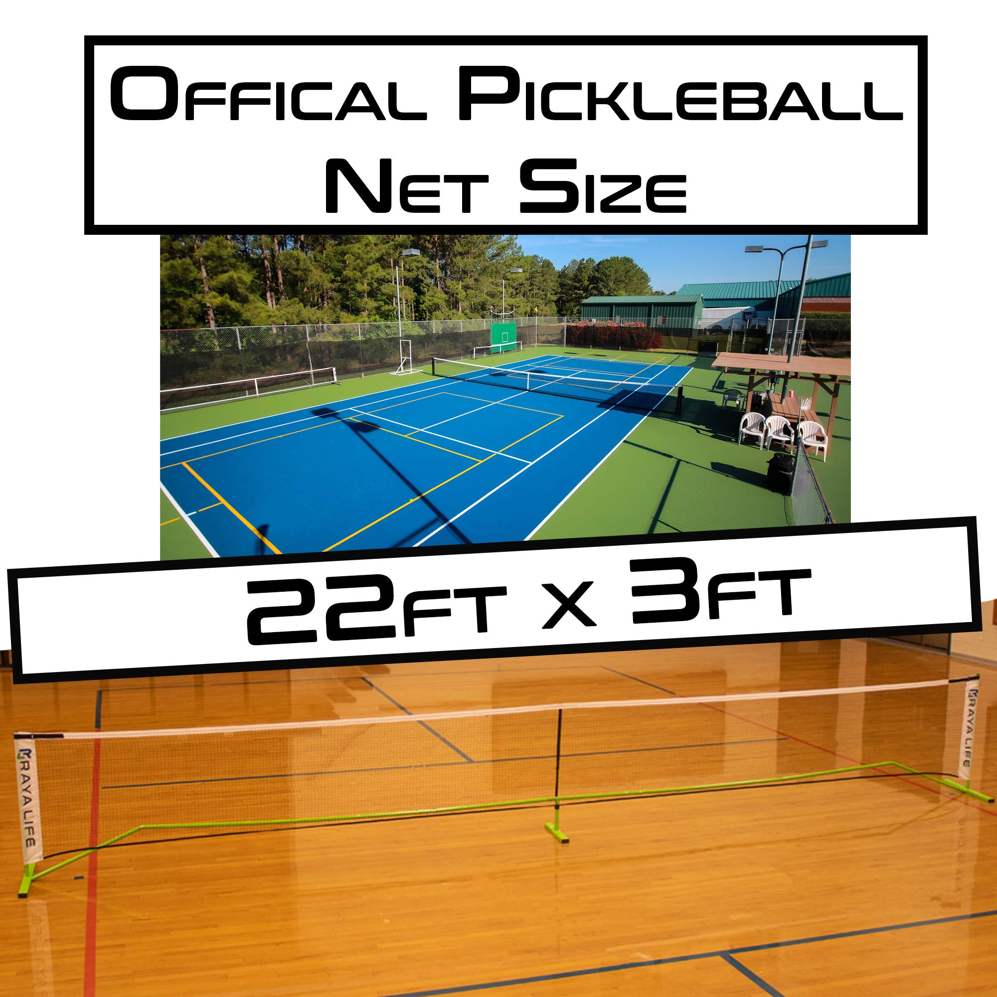 RayaLife Portable Pickleball Net & Badminton Net 2 in 1-22ft Width Standard Pickleball Net Size- Indoor & Outdoor Multi-Sport Pickleball Net – Weatherproof, Durable, Easy Assembly