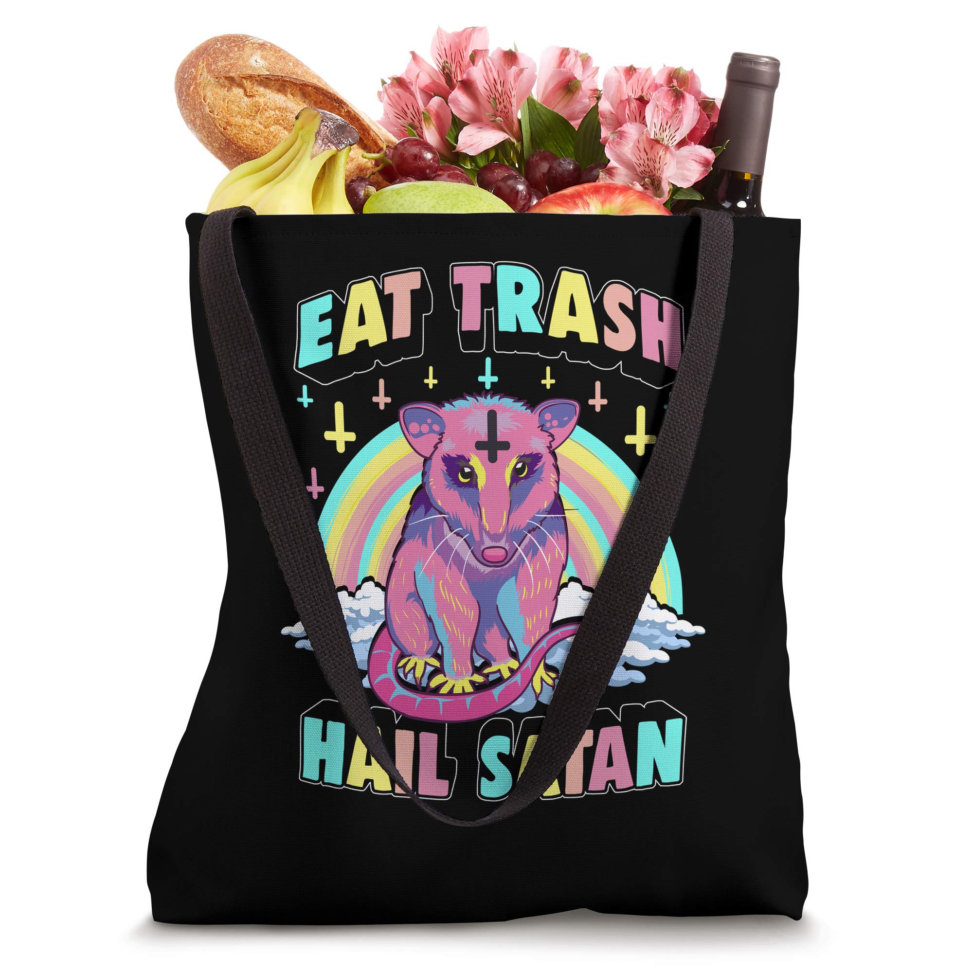 Eat Trash Hail Satan Kawaii Pastel Goth Possum Tote Bag