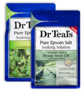 dr teal's epsom salt bath combo pack (6 lbs total), relax & relief with eucalyptus & spearmint, and hemp seed oil