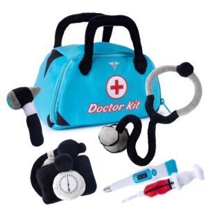 talking plush toy doctor kit for toddlers | doctor playset | kid doctor set | doctor kit for toddlers | dr kit | includes talking blood pressure meter, otoscope, stethoscope, thermometer & syringe