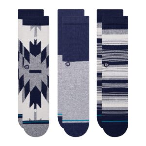 stance crew tacoma socks [3 pack] (large, navy)