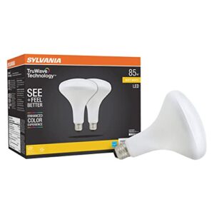 sylvania truwave br40 led light bulb, 85w = 12w, medium base, dimmable, frosted, 2700k, soft white - 2 pack (40785)