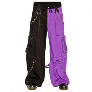 gothic bondage men pant alternative punk rock purple/black emo trouser pant shorts/usa (small)