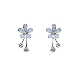 sluynz 925 sterling silver pretty flowers earrings studs for women teen girls elegant cz flowers studs earrings (a-silver)