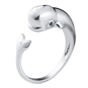 helen de lete beluga white whale s925 sterling silver adjustable ring