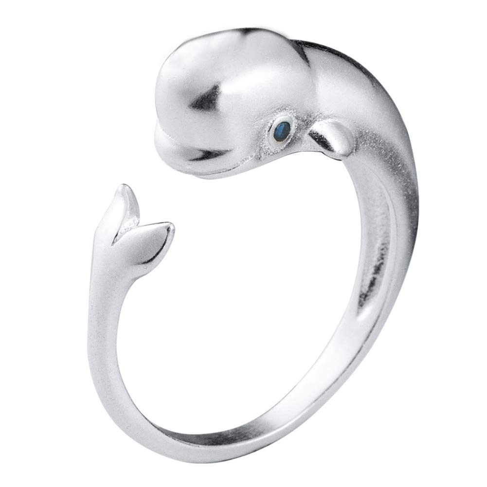 Helen de Lete Beluga White Whale S925 Sterling Silver Adjustable Ring