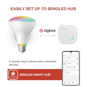 Sengled Zigbee Smart Light Bulbs, Smart Hub Required, Work with SmartThings Hub and Echo with built-in Hub, Voice Control with Alexa and Google Home, Color BR30 Smart Flood Light Bulb, 75W 2 Pack