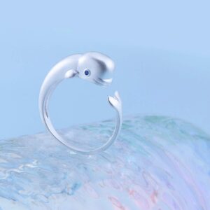 Helen de Lete Beluga White Whale S925 Sterling Silver Adjustable Ring