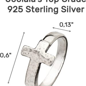 Joolala 925 Sterling Silver Simple Design Divine Cross Ring for Women (7, Silver)