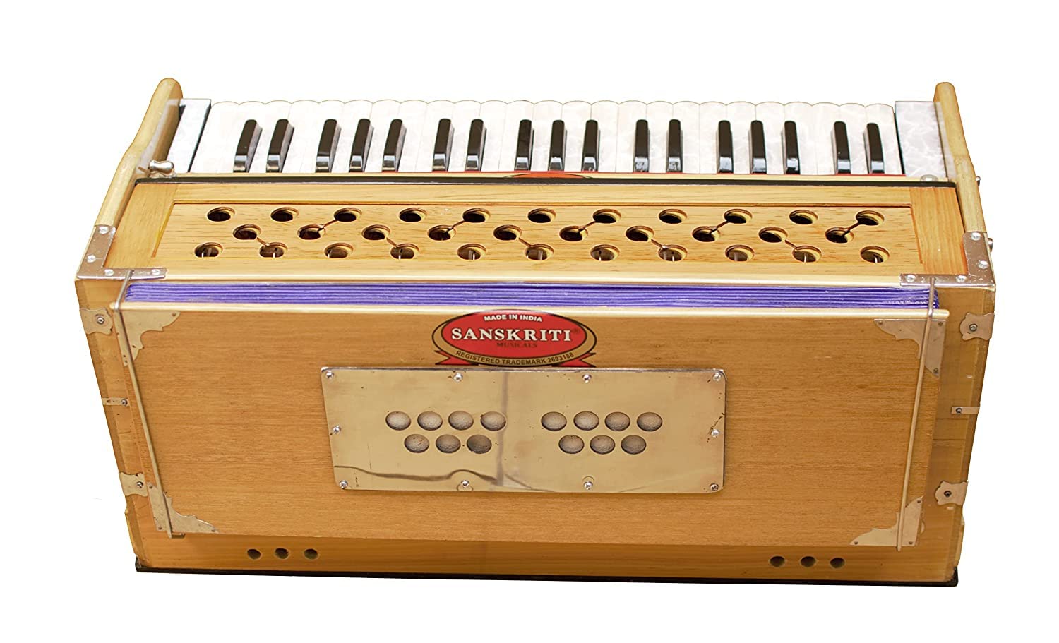 Harmonium by Maharaja Musicals, In USA, 9 Stops, 3 1/2 Octave, Double Reed, Coupler, Natural Color, Standard, Padded Bag, A440 Tuned, Musical Instrument Indian Sangeeta (PDI-AABG)