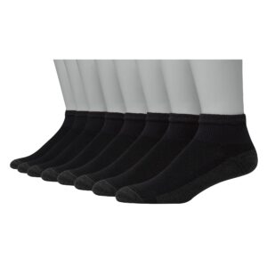 hanes mens max cushioned multi-packs ultimate 8-pack ultra freshiq odor control with wicking ankle socks, black, black - 8 pack, 6-12 us