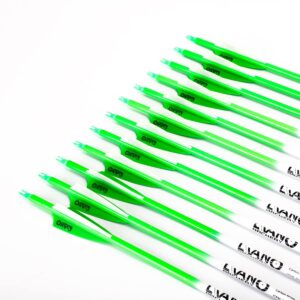 LWANO Carbon Arrow Archery 30inch Hunting Target Practice Arrows for Compound & Recurve Bow Spine 500 with Removable Tips (Pack of 12)(Green)