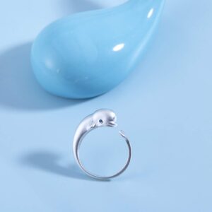 Helen de Lete Beluga White Whale S925 Sterling Silver Adjustable Ring