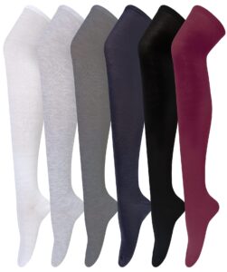 thigh high socks for women casual over the knee high socks stockings for anniversaries or holidays(grey,6 pairs)