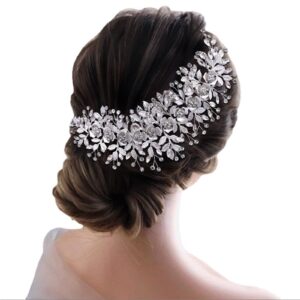 amorarsi wedding headband rhinestone wedding hair piece for brides crystal hair accessories for women and girls (silver)