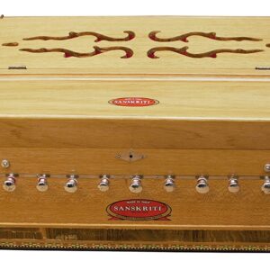 Harmonium by Maharaja Musicals, In USA, 9 Stops, 3 1/2 Octave, Double Reed, Coupler, Natural Color, Standard, Padded Bag, A440 Tuned, Musical Instrument Indian Sangeeta (PDI-AABG)