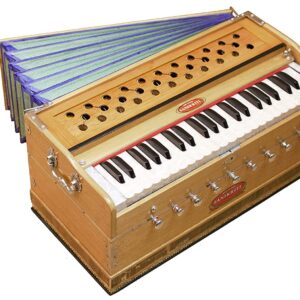 Harmonium by Maharaja Musicals, In USA, 9 Stops, 3 1/2 Octave, Double Reed, Coupler, Natural Color, Standard, Padded Bag, A440 Tuned, Musical Instrument Indian Sangeeta (PDI-AABG)