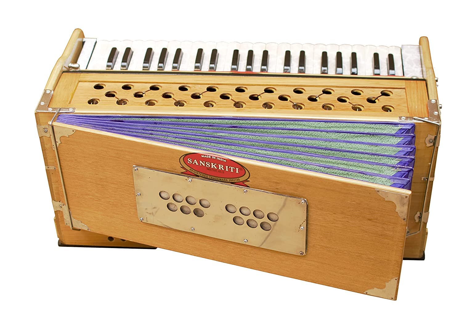 Harmonium by Maharaja Musicals, In USA, 9 Stops, 3 1/2 Octave, Double Reed, Coupler, Natural Color, Standard, Padded Bag, A440 Tuned, Musical Instrument Indian Sangeeta (PDI-AABG)