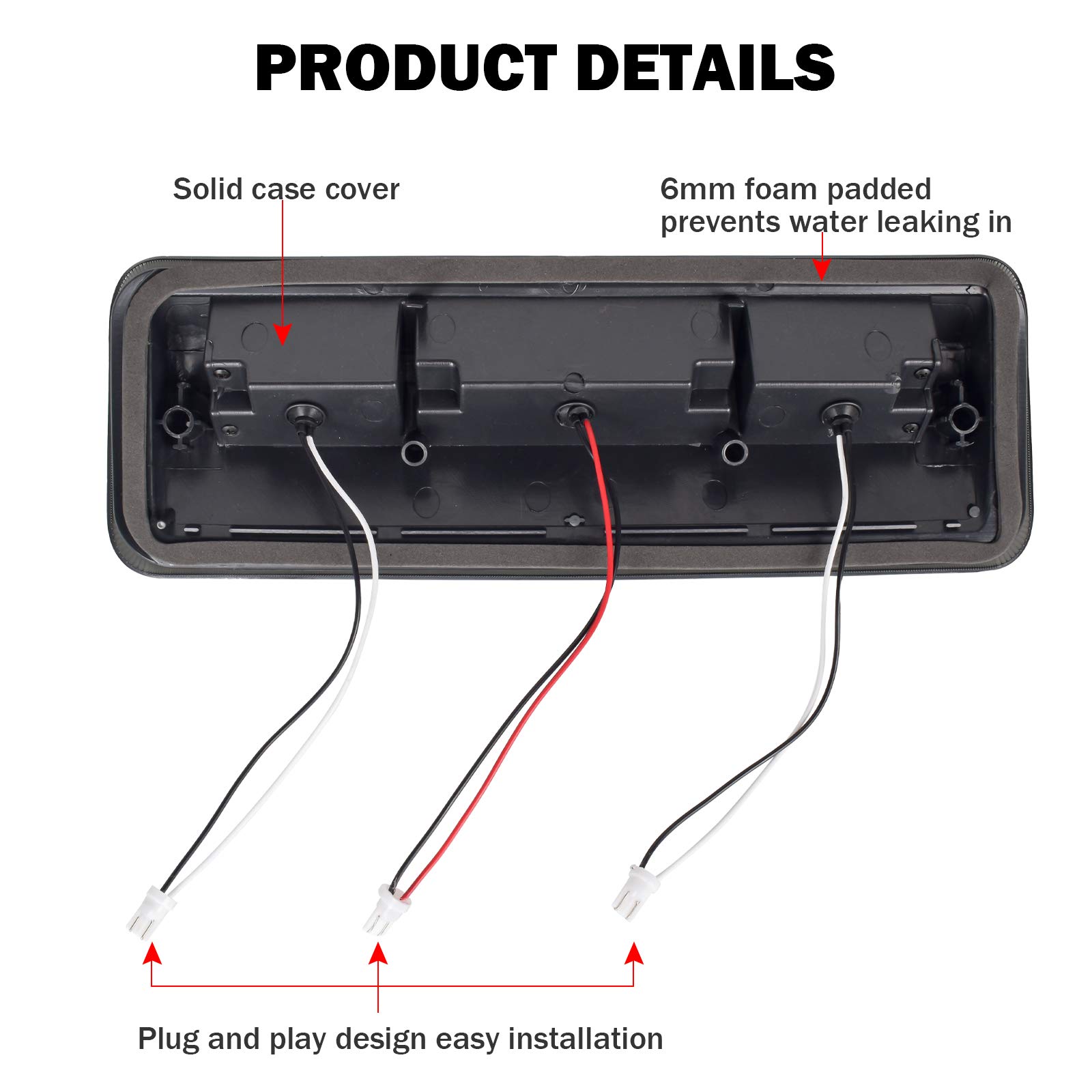 nifeida High Mount 3rd Brake Light for 2004-2008 Ford F150, 2007-2010 Ford Explorer, 2006-2008 Lincoln Mark LT 22LEDs Waterproof Wedge Center Tail Light Heavy Duty Third Stop Light Cargo Lamp