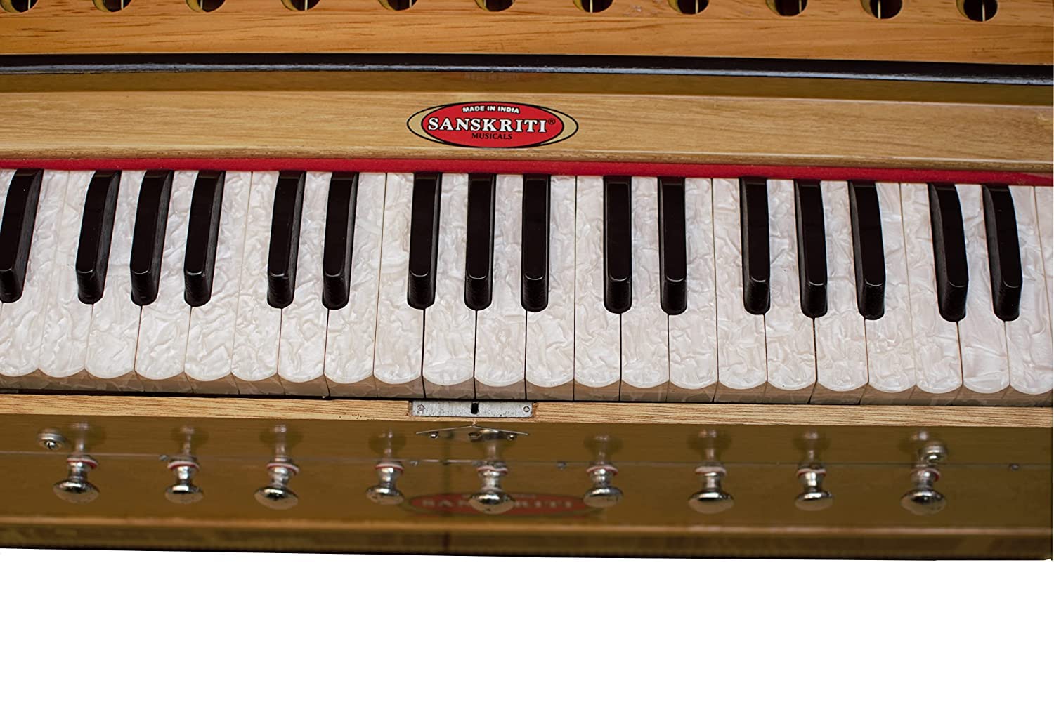 Harmonium by Maharaja Musicals, In USA, 9 Stops, 3 1/2 Octave, Double Reed, Coupler, Natural Color, Standard, Padded Bag, A440 Tuned, Musical Instrument Indian Sangeeta (PDI-AABG)