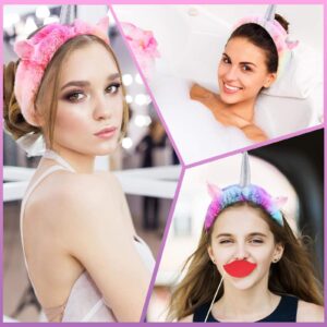 3 Pieces Unicorn Headbands Unicorn Makeup Headband Spa Headband Cute Shower Hairband for Women Girls Washing Face, Makeup, Sports, Yoga, Spa