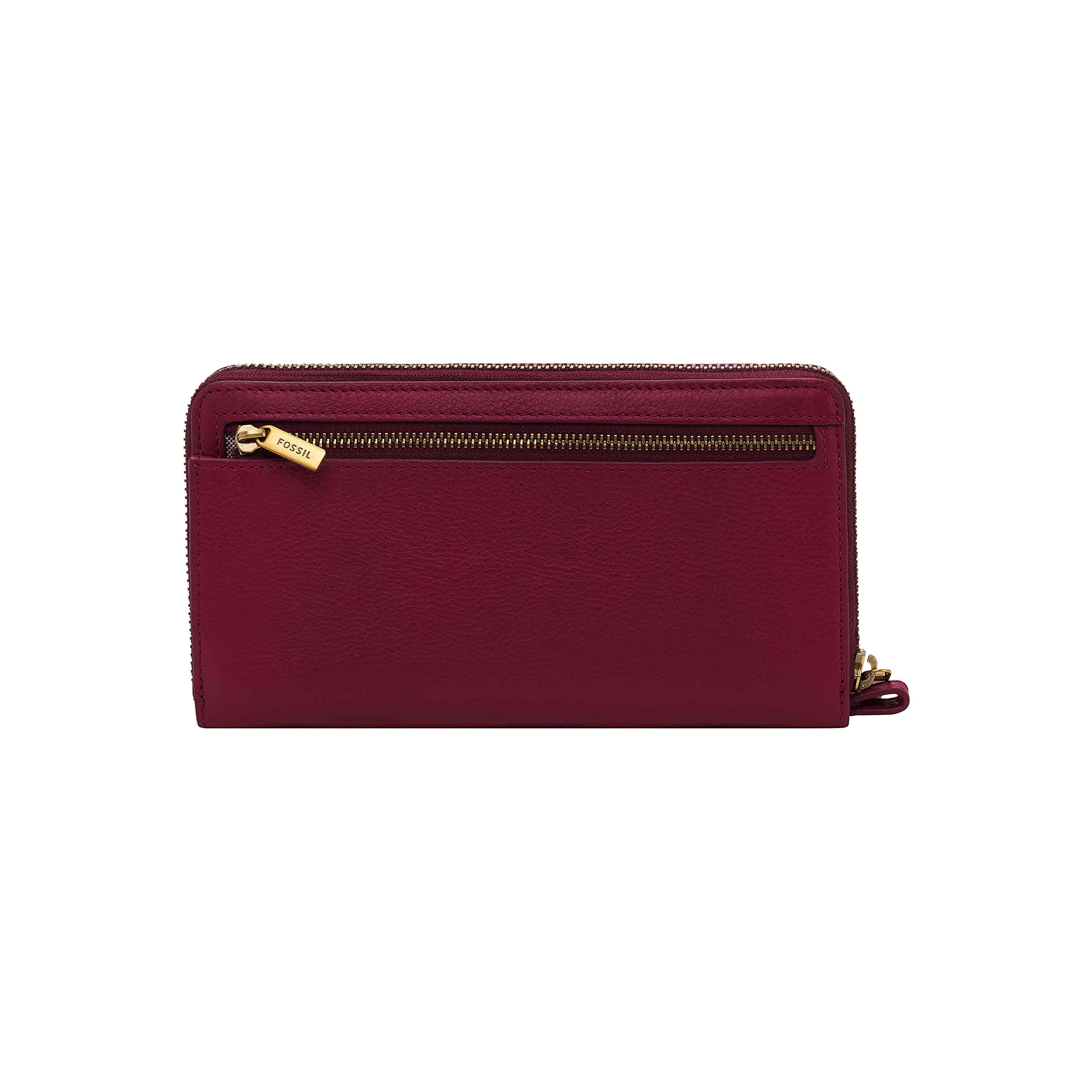 Fossil Women's Liza Eco Leather Wallet Zip Around Clutch with Wristlet Strap, Raspberry (Model: SL6472653)