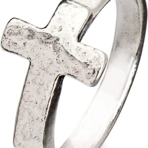 Joolala 925 Sterling Silver Simple Design Divine Cross Ring for Women (7, Silver)