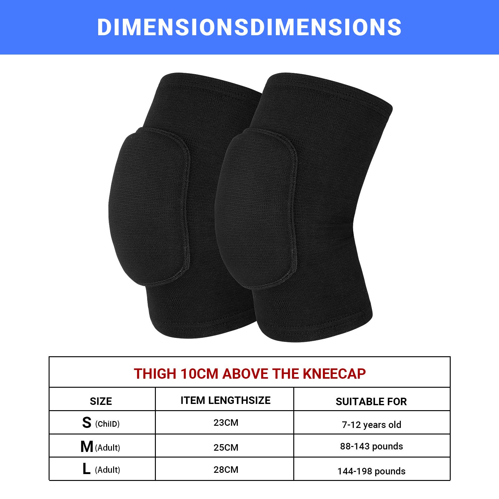 Mclako Knee Pads Knee Guards Soft Breathable Knee Pads Kids Knees Protective,Knee Braces for Volleyball Yoga Knee Pads Dance Knee Pads Knee Brace Knee Support for Men Knee Sleeves Full Black(L)