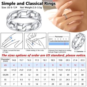 Silvora Sturdy Man Ring 925 Sterling Silver Knot Cuban Link Chain Jewelry Women Band Stacking Rings Size 9