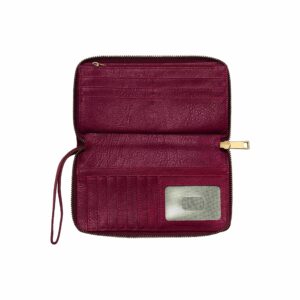 Fossil Women's Liza Eco Leather Wallet Zip Around Clutch with Wristlet Strap, Raspberry (Model: SL6472653)