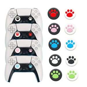 2PCS Analog Stick Thumb Stick Grips Thumbsticks Joystick Cap for PS5 PS4 Slim Pro PS3 Xbox one Xbox 360 PS2 Xbox one X S Elite DualShock 4 Switch Pro Wii U Controller White-Black Paw