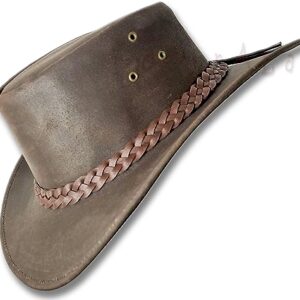 Oztrala Oiled Leather Hat Australian Outback Western Jacaru Cowboy WO HL11 US Brown