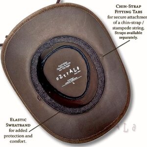 Oztrala Oiled Leather Hat Australian Outback Western Jacaru Cowboy WO HL11 US Brown