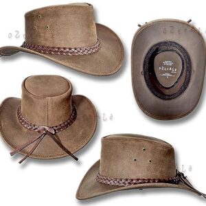 Oztrala Oiled Leather Hat Australian Outback Western Jacaru Cowboy WO HL11 US Brown