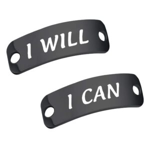 ensianth i can i will shoe lace tag i can i will trainer tags fitness inspirational gift motivational runners gift (i can i will shoe tag black)