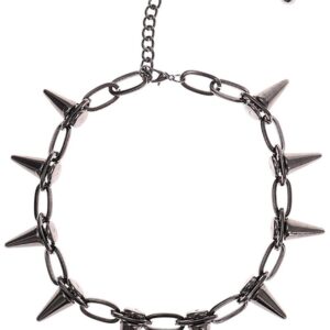 Reaowazo Spike Chokers for Women Choker Goth Necklaces Mens Chain Choker Collar Punk Streetwear Handmade Adjustable Vintage Rivet Jewelry Black