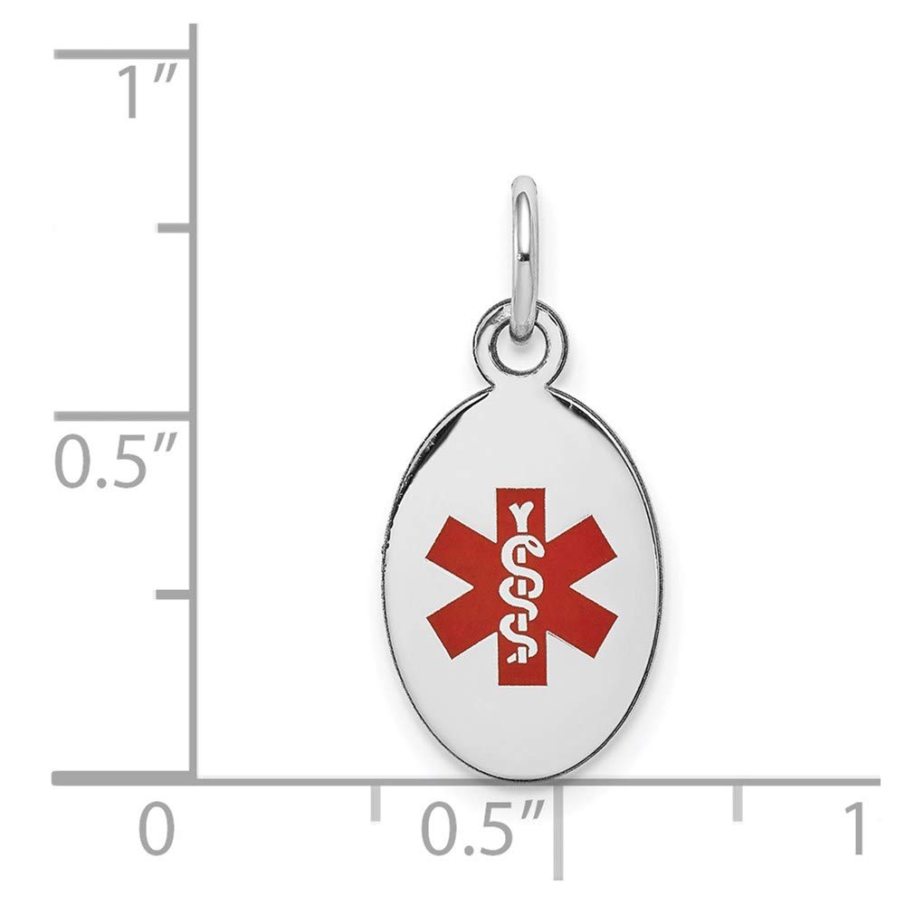 14k White Gold Red Enamel Medical Jewelry Pendant 21mm 9.5mm style XM450