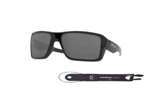 oakley double edge oo9380 938008 66mm polished black/prizm black polarized rectangular sunglasses for men + bundle accessory leash kit + bundle with designer iwear eyewear kit