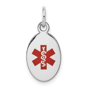 14k white gold red enamel medical jewelry pendant 21mm 9.5mm style xm450