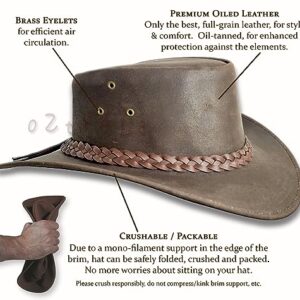 Oztrala Oiled Leather Hat Australian Outback Western Jacaru Cowboy WO HL11 US Brown