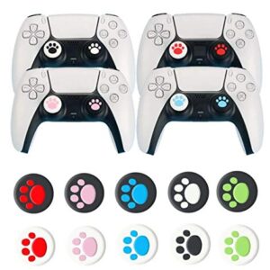 2PCS Analog Stick Thumb Stick Grips Thumbsticks Joystick Cap for PS5 PS4 Slim Pro PS3 Xbox one Xbox 360 PS2 Xbox one X S Elite DualShock 4 Switch Pro Wii U Controller White-Pink Paw