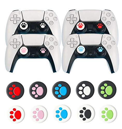 2PCS Analog Stick Thumb Stick Grips Thumbsticks Joystick Cap for PS5 PS4 Slim Pro PS3 Xbox one Xbox 360 PS2 Xbox one X S Elite DualShock 4 Switch Pro Wii U Controller White-Pink Paw