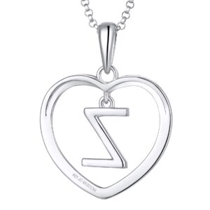 JO WISDOM Women Heart Necklace,925 Sterling Silver 26 Initial Letters Alphabet Z Pendant Necklace with 3A Cubic Zirconia Personalized Jewelry Gift