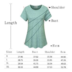 AxByCzD Running Shirts Women Workout Yoga Short Sleeve Tops Crew Neck Gym Casual Jogging Pilates Summer SportwearGrey Medium