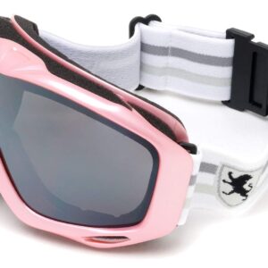 Khan Retro Pink - Adjustable Snow Goggles for winter skiing and snowboard with 100% UV Protection. One size fits all.