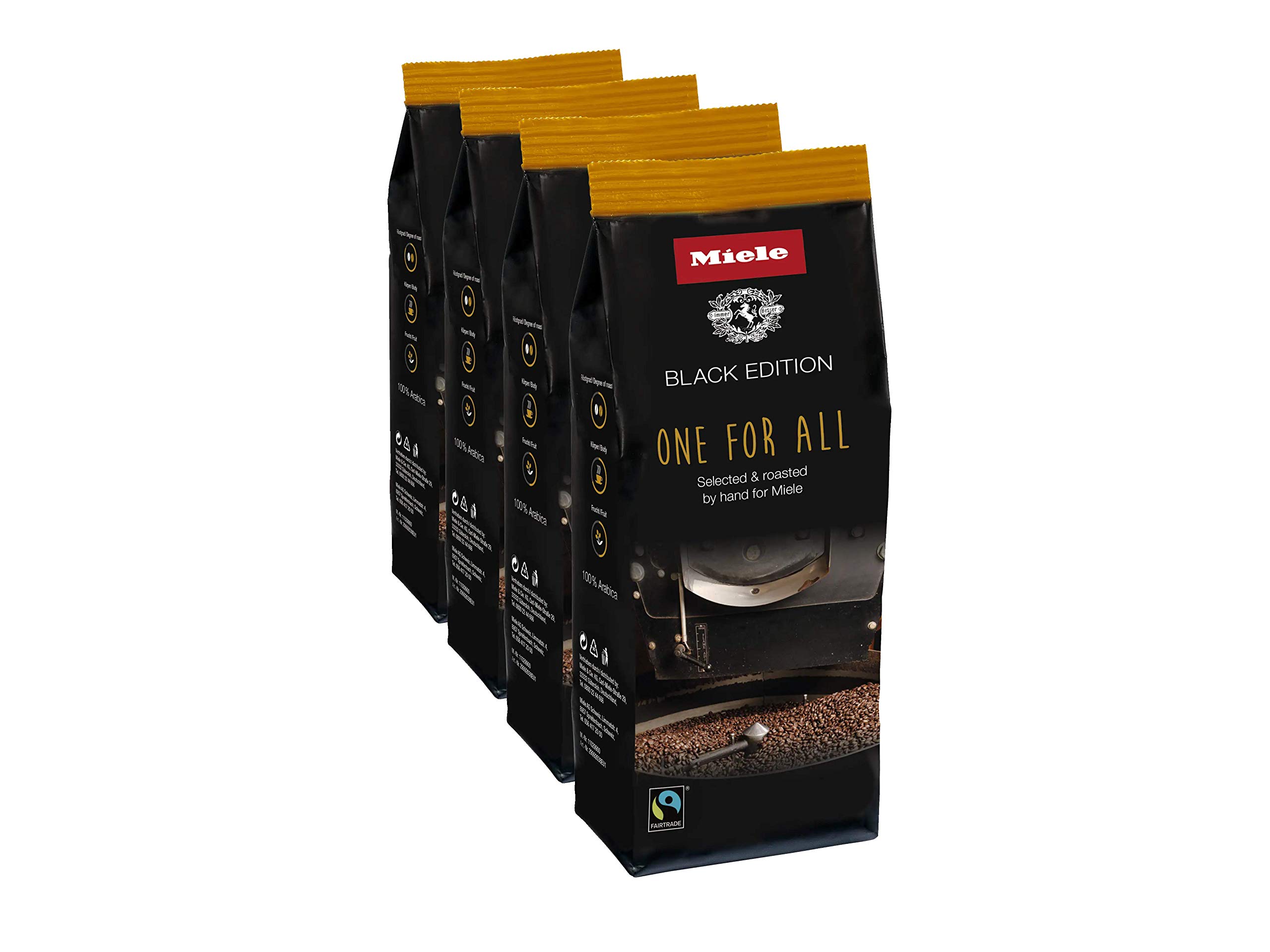 Miele Black Edition One For All Hand-Selected & Hand-Roasted Whole Coffee Beans - USDA Organic, Fair Trade Certified - 8.8 oz (250g)